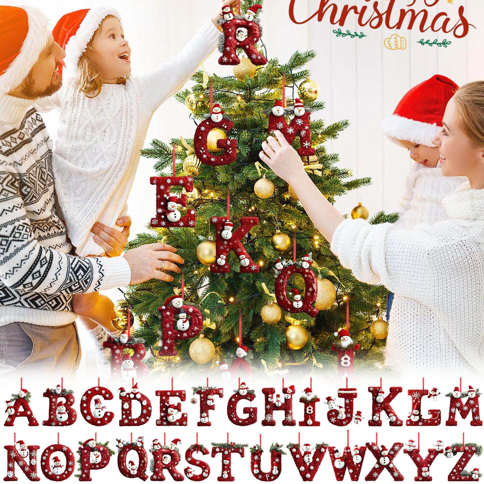 26 Letter Christmas Tree Hanging Pendant,2D Acrylic Christmas Alphabet ...