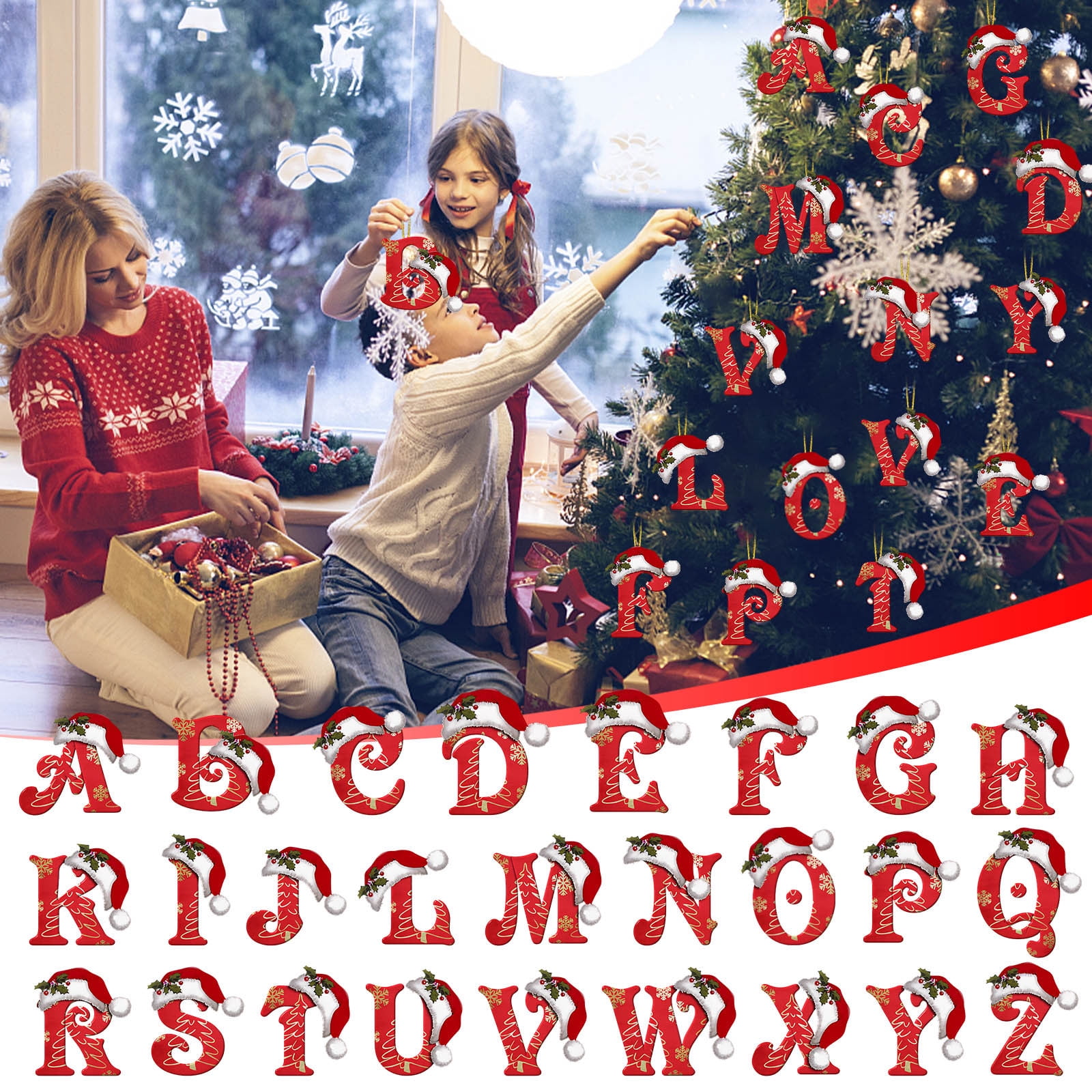 26 Letter Christmas Tree Hanging Pendant,Christmas Letters Ornaments A ...