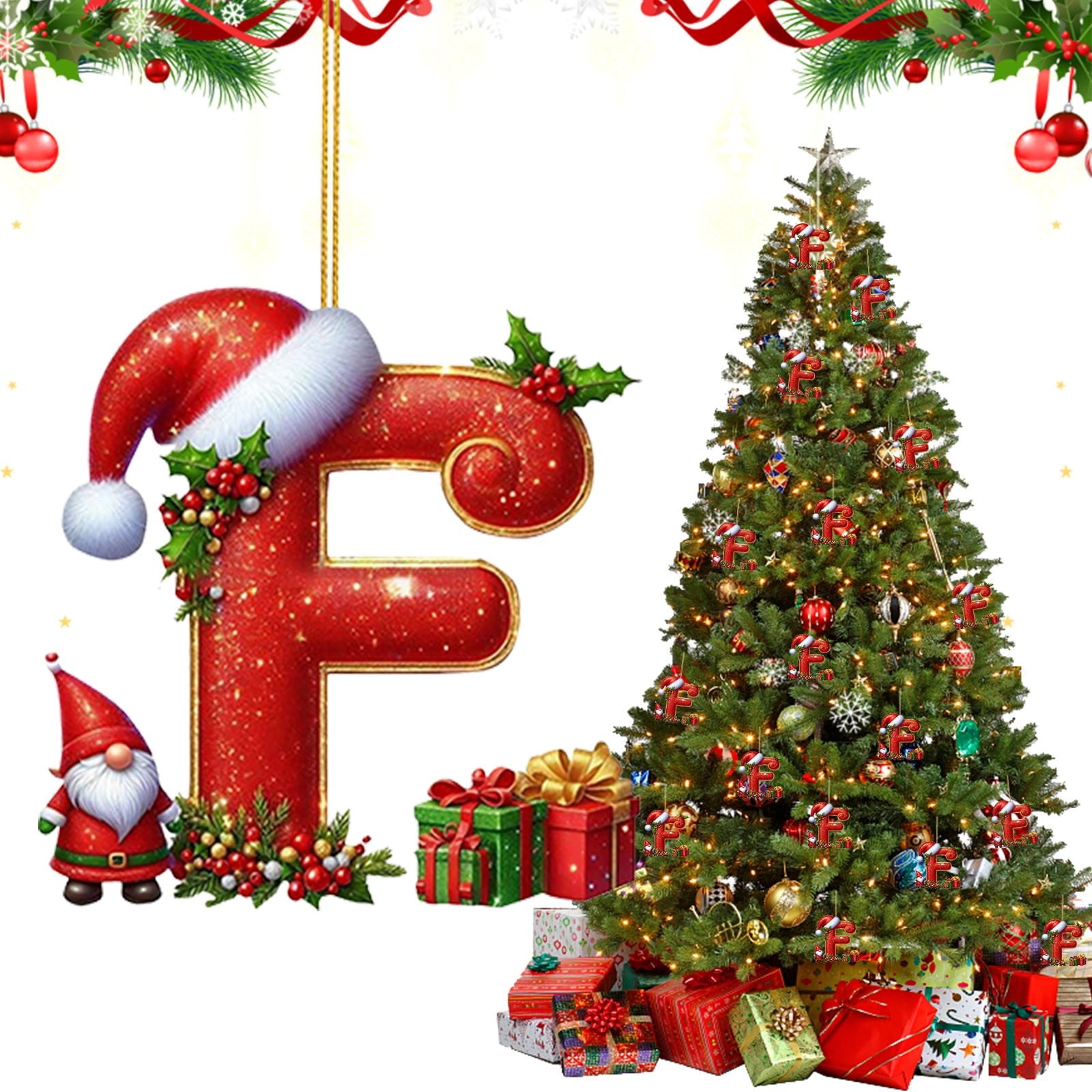 26 Letter Christmas Tree Hanging Pendants, Personalized Christmas ...