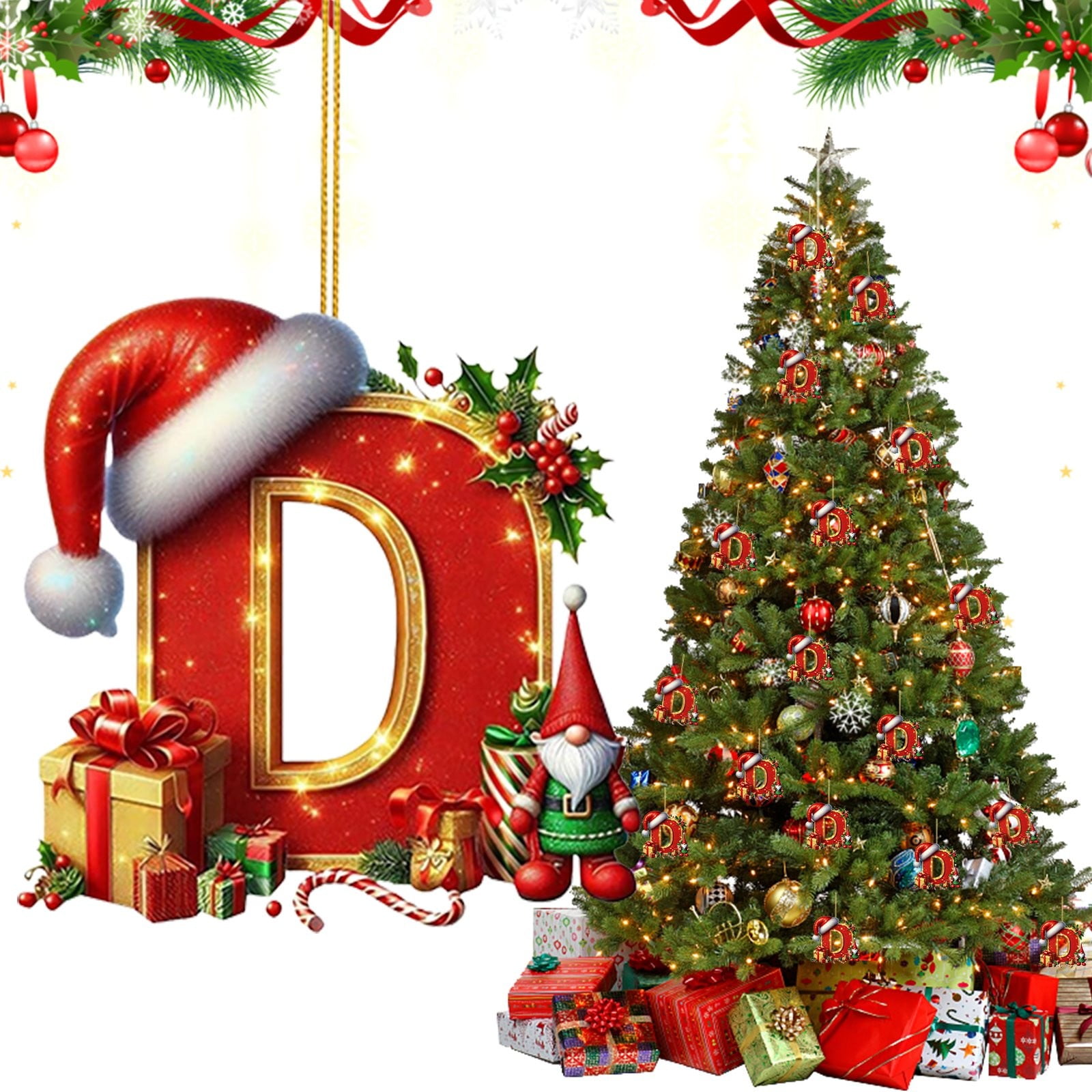 26 Letter Christmas Tree Hanging Pendants, Personalized Christmas ...