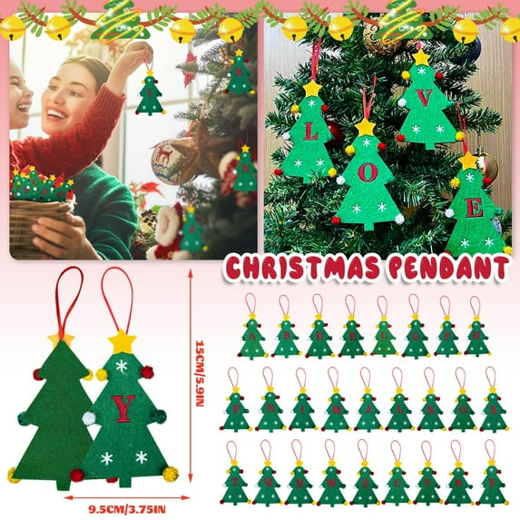 26 Letter Christmas Tree Shape Christmas Tree Embroidery English ...