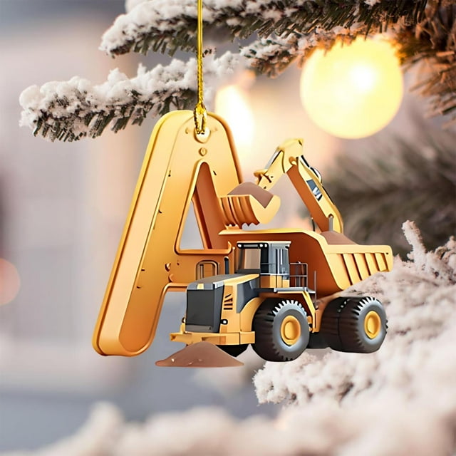 26-Letter Construction Truck Christmas Tree Ornaments - Acrylic ...