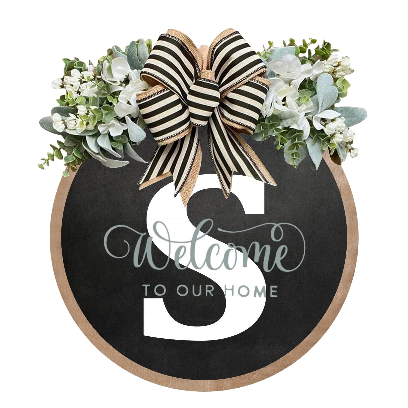 26 Letter Door Wreath Welcome Sign With Artificial Eucalyptus Garland ...