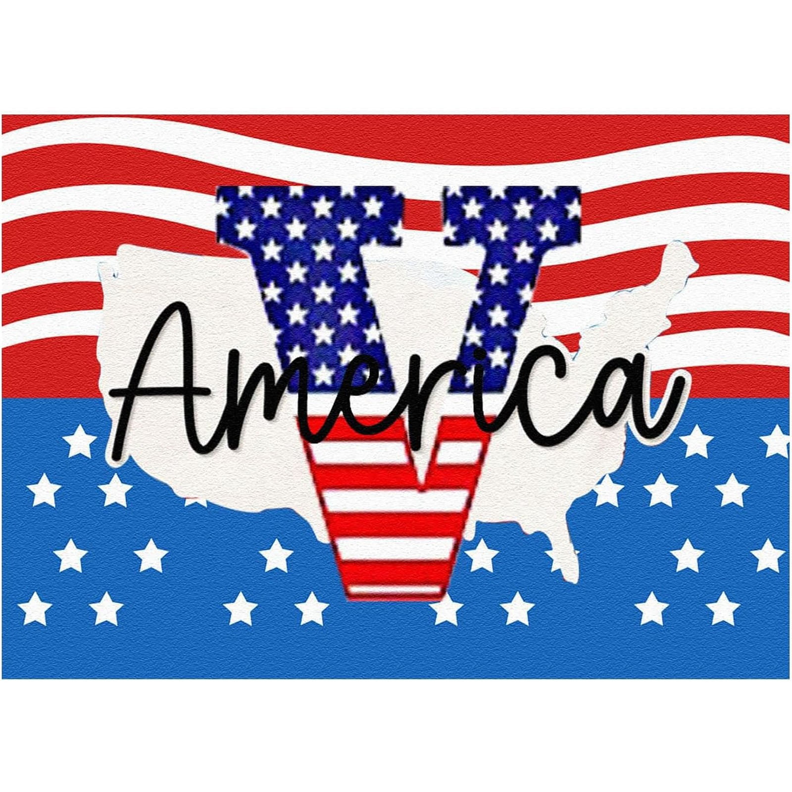 26 Letter Last Name 4th of July Doormat – 24x16 in USA Flag Non-Slip ...