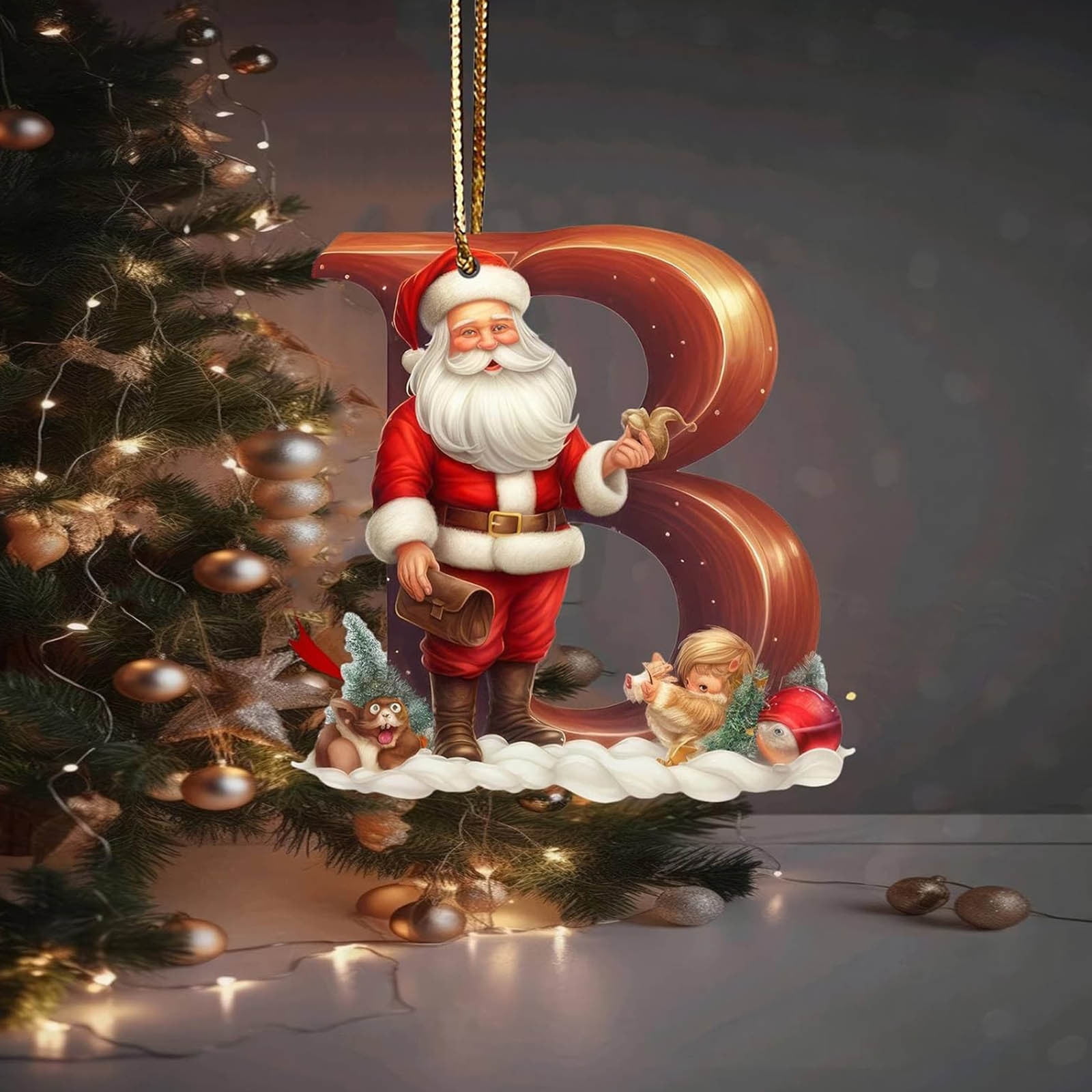 26 Letter Ornaments Christmas Tree Decorations Personalized Santa Claus ...