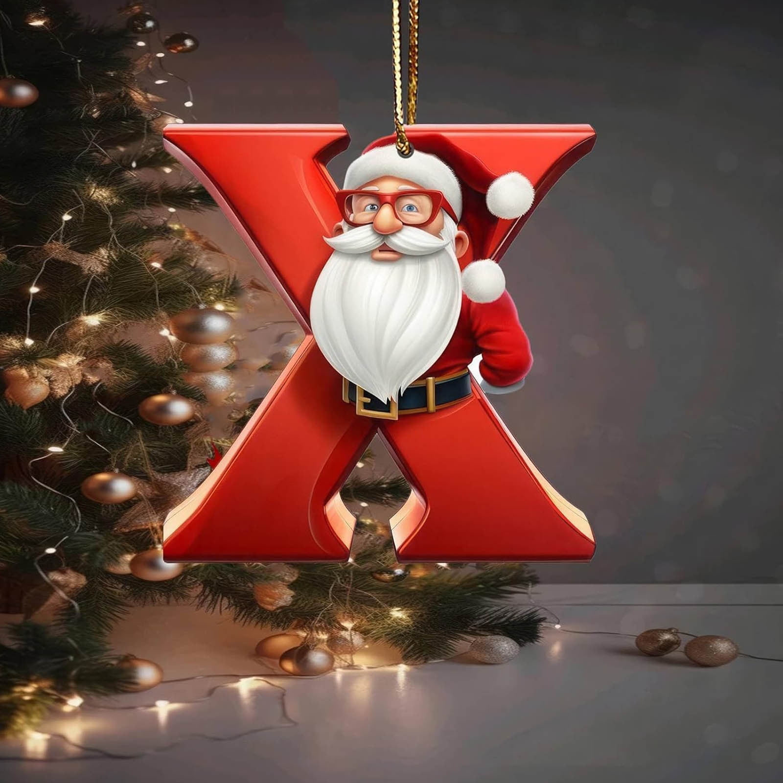 26 Letter Ornaments Christmas Tree Decorations Personalized Santa Claus ...