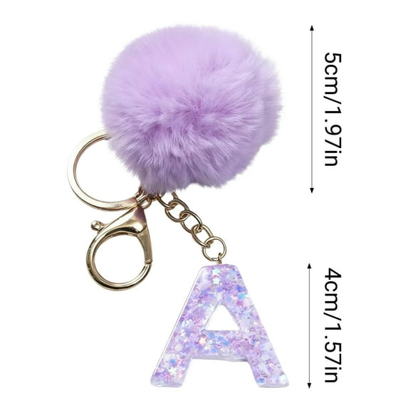 26 Letter Purple Velvet Ball Pendant, Letter A Keychain Backpack Small ...
