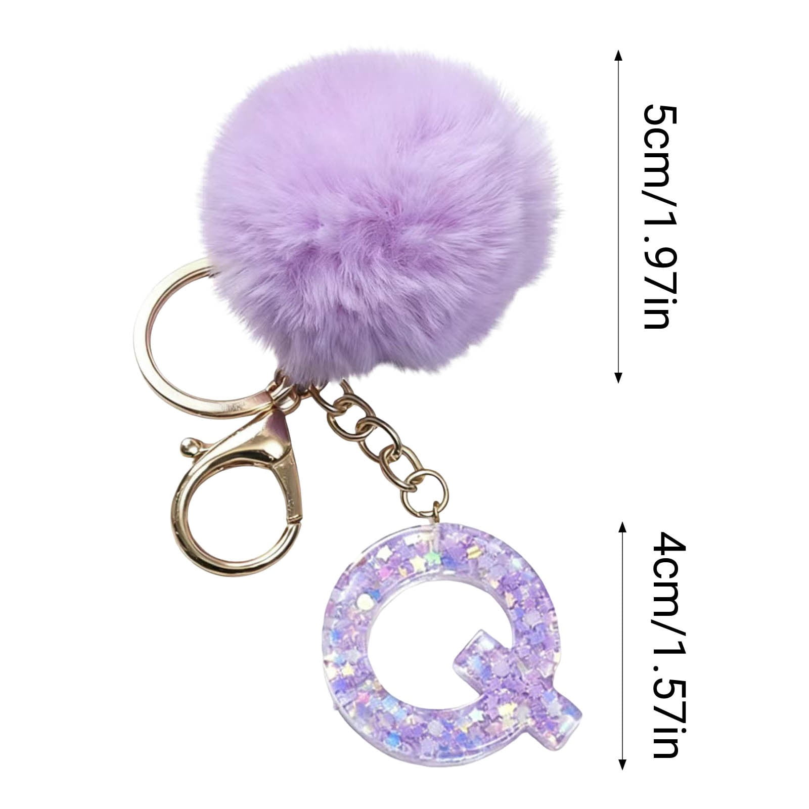 26 Letter Purple Velvet Ball Pendant, Letter Q Keychain Backpack Small ...