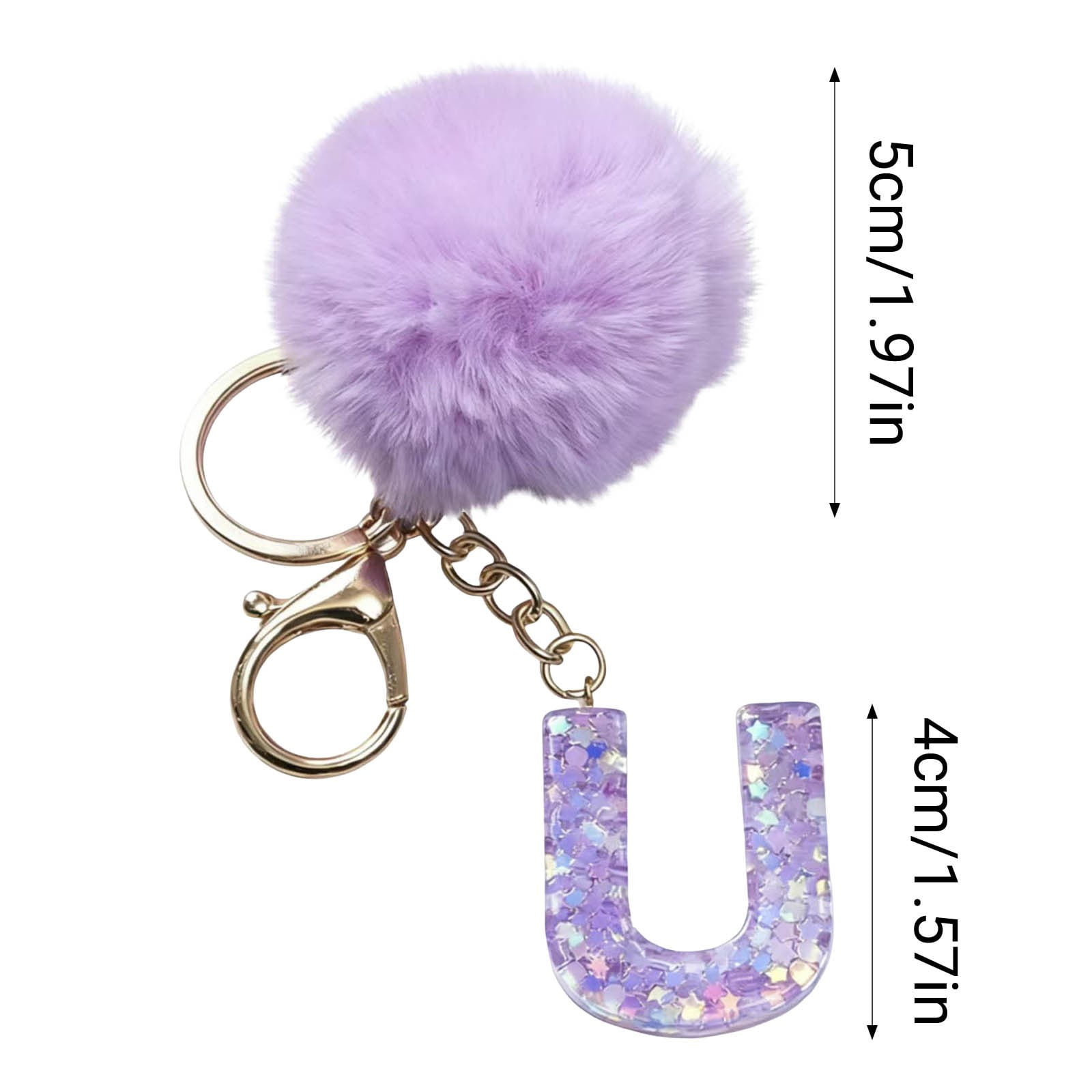 26-Letter Purple Velvet Ball Pendants - Alphabet Keychain Backpack ...