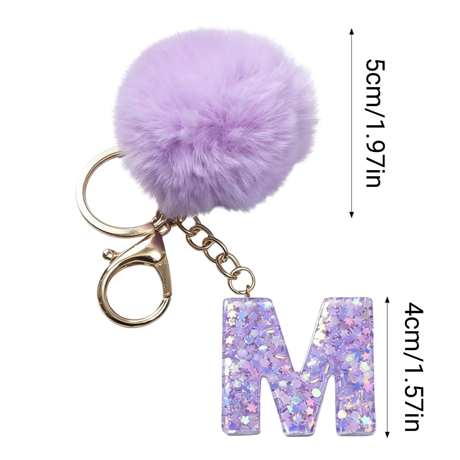 26-Letter Purple Velvet Ball Pendants - Alphabet Keychain Backpack ...