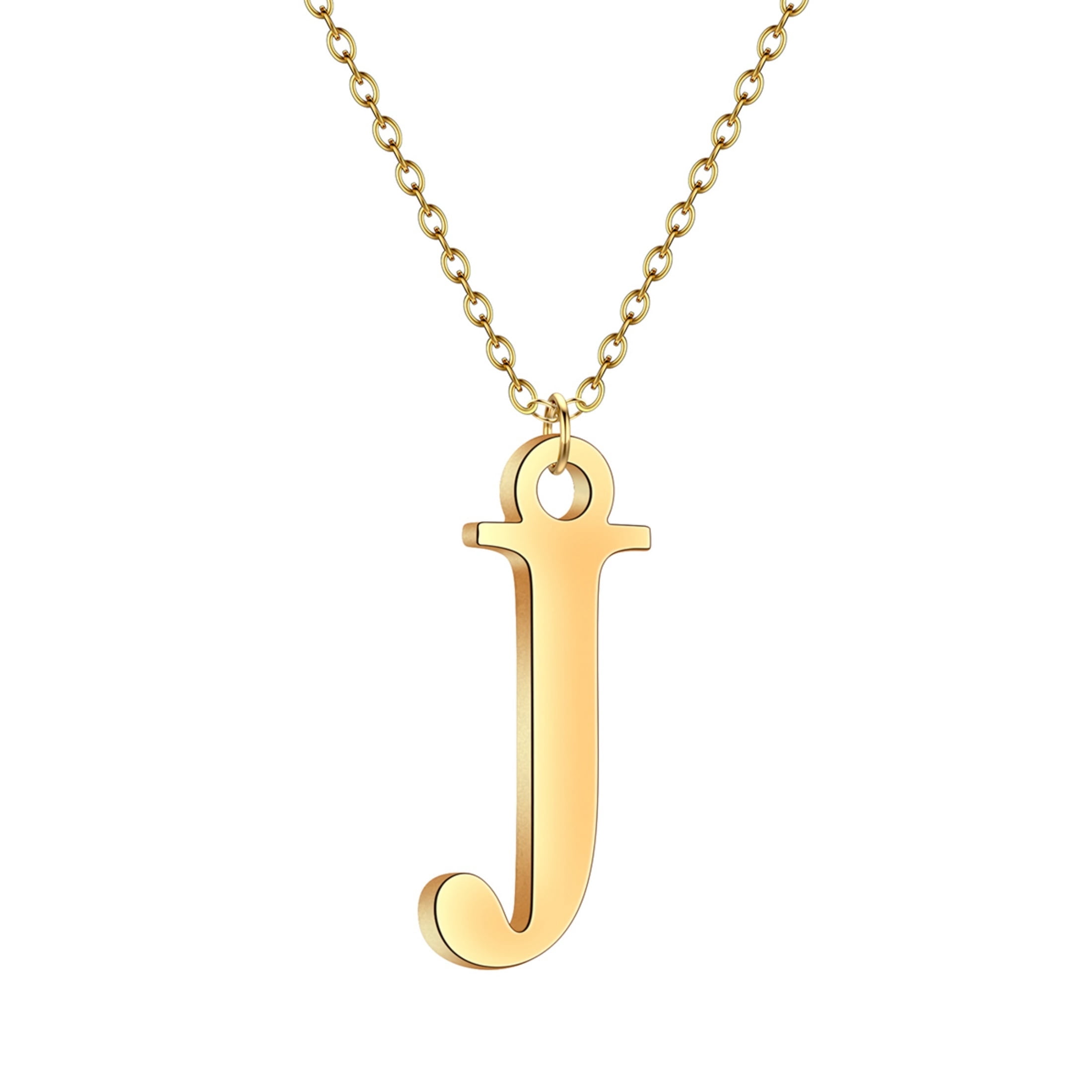 26 Letter Stainless Steel Minimalist Bold Style Necklace (Letter J ...