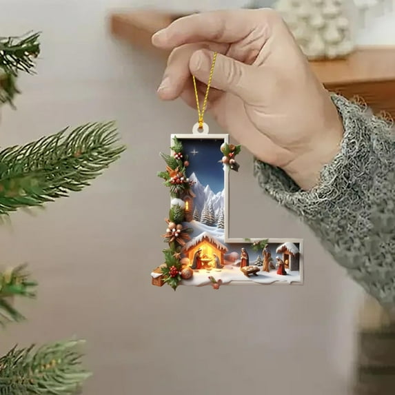 26 Letters Acrylic Christmas Tree Pendant Ornament Set, Personalized ...