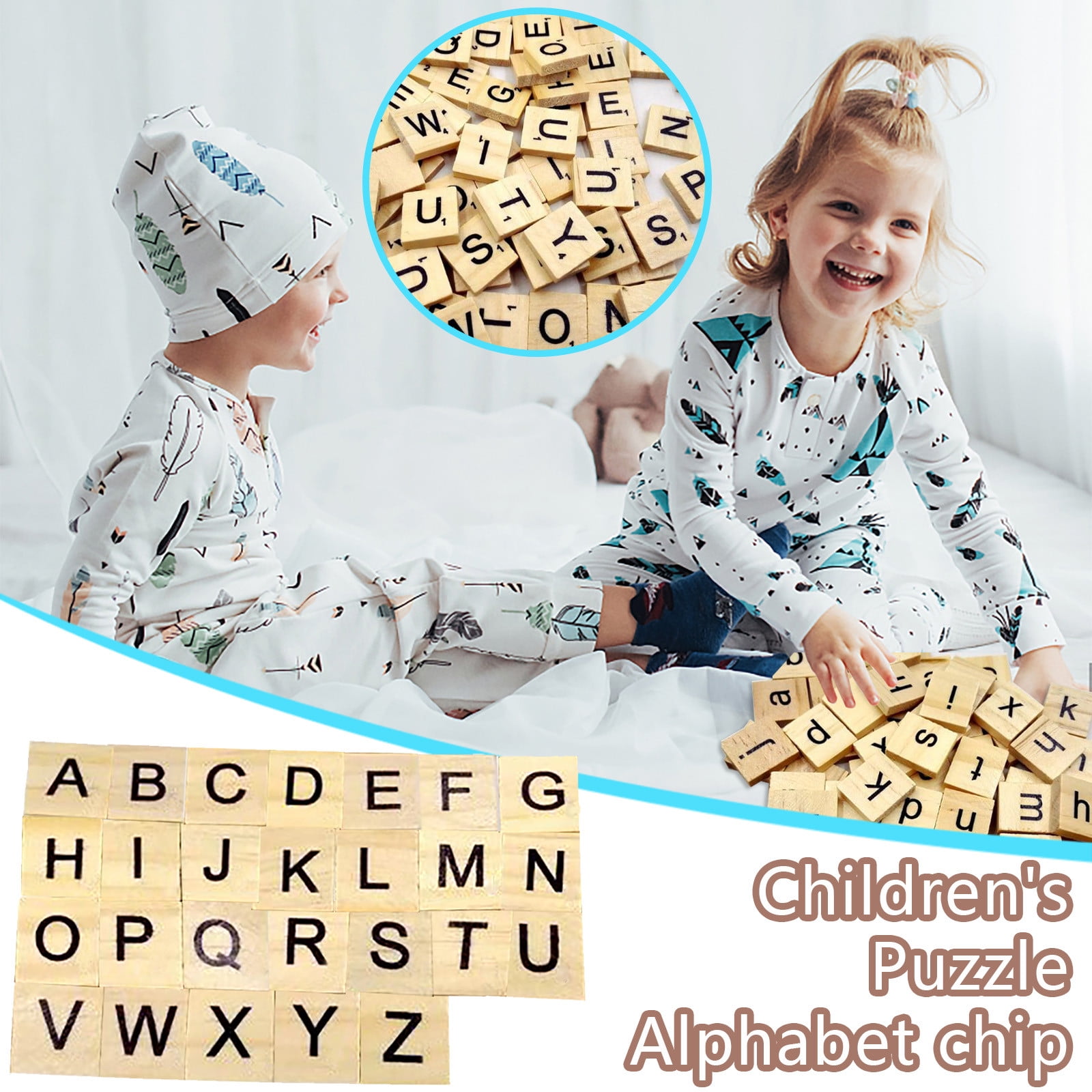 26 Letters Alphabet Flash Cards Wooden Letter Puzzle ABC Sight Words ...