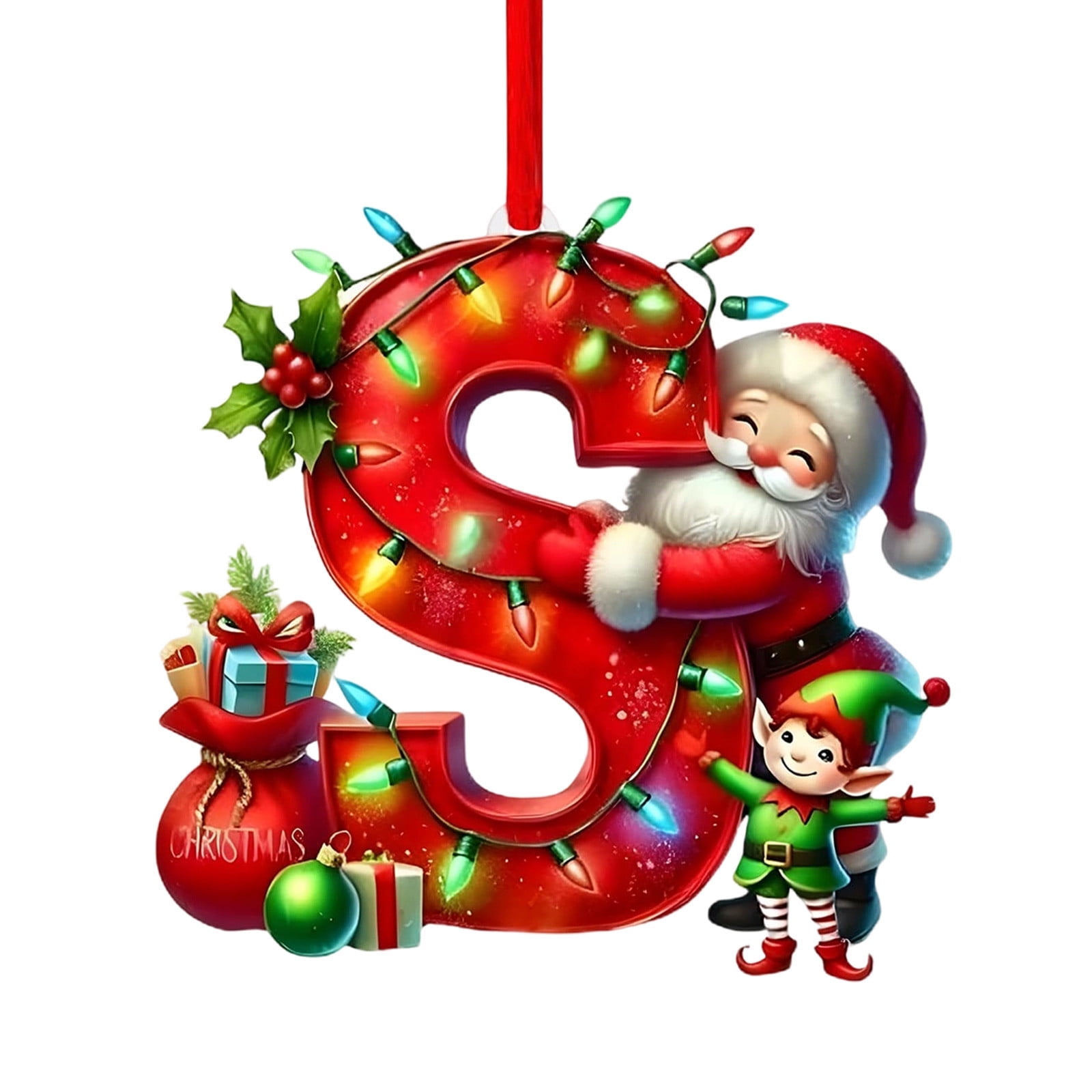 26 Letters Christmas Ornament, Christmas Surprise Gift Ornament Santa ...