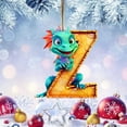 26 Letters Christmas Tree Decoration Pendant, Blue Dragon Hugs Alphabet ...