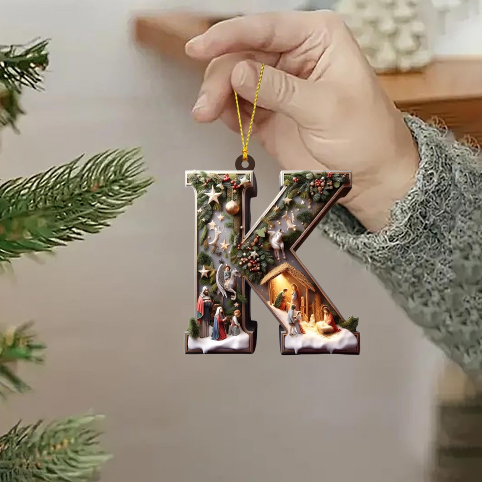 26 Letters Christmas Tree Decoration Pendant Christmas Tree Ornaments ...