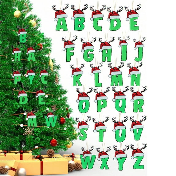 26 Letters Christmas Tree Hanging Pendant Ornaments Personalized ...