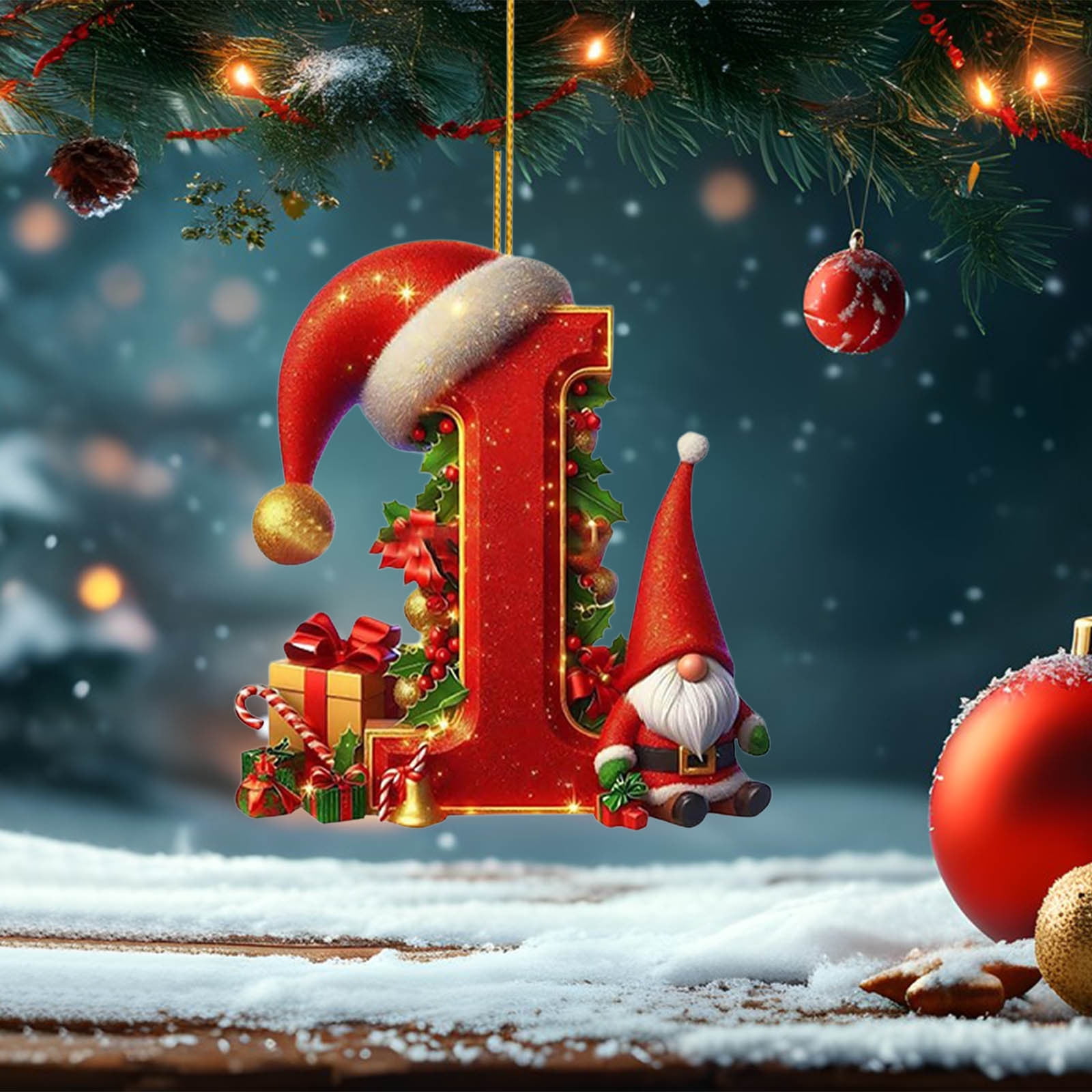 26 Letters Christmas Tree Ornament Acrylic Alphabet Pendant ...