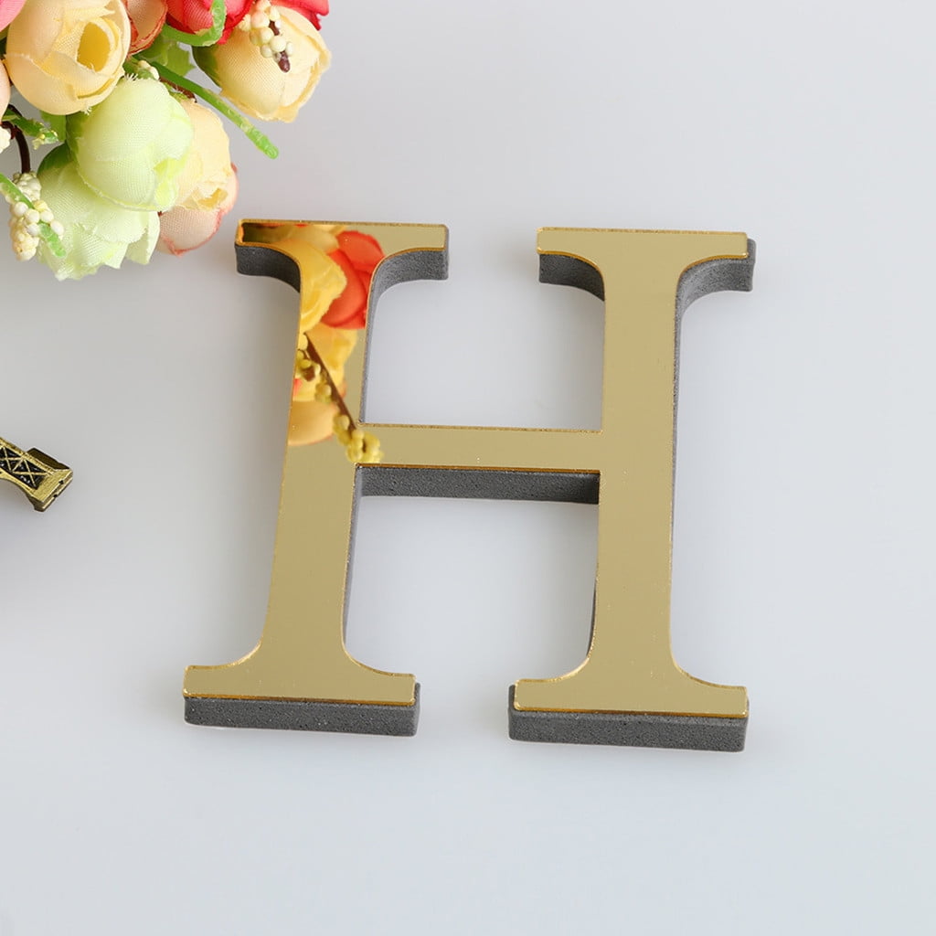 26 Letters DIY 3D Acrylic Alphabet Mirror Wall Stickers Letter Self ...