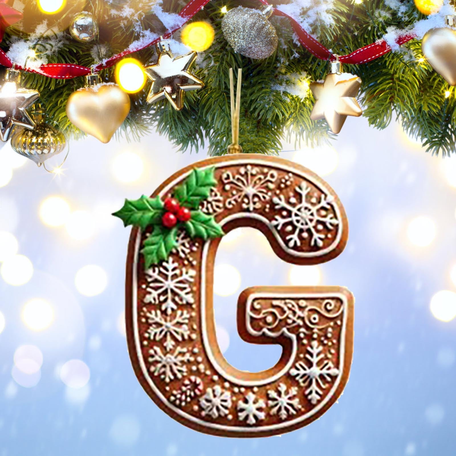26 Letters Gingerbread Christmas Tree Ornaments,Gingerbread Alphabet ...