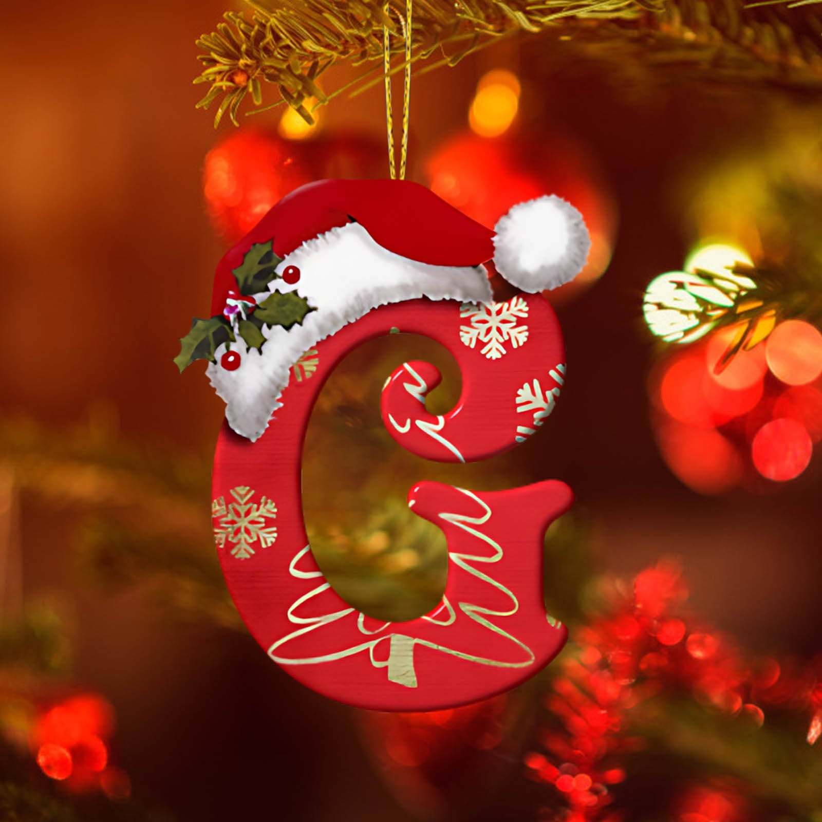 26 Letters Red Christmas Tree Hanging Pendant, Christmas Letter ...