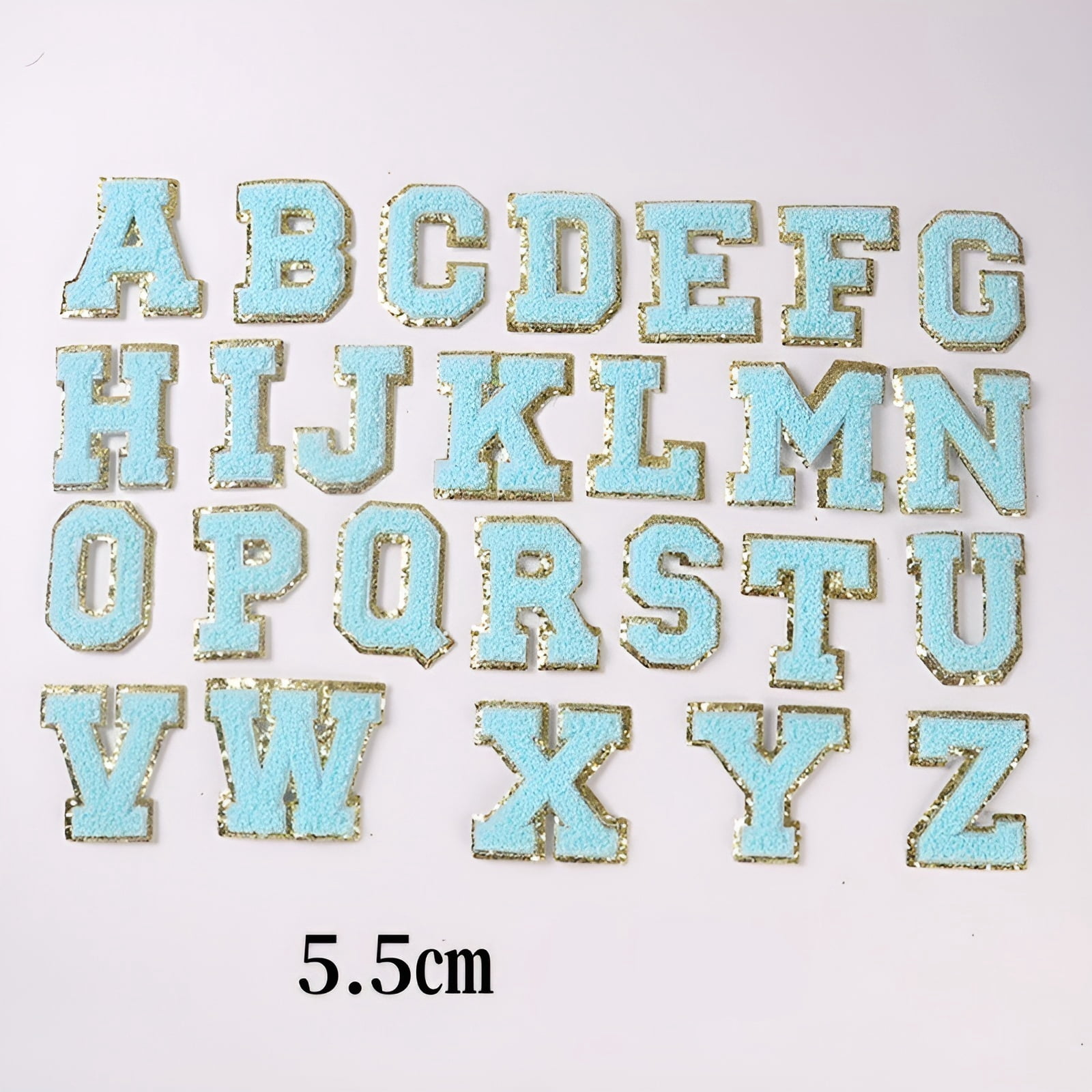 26 Letters Set Chenille Letter Patches With Gold Glitter Trim DSV ...