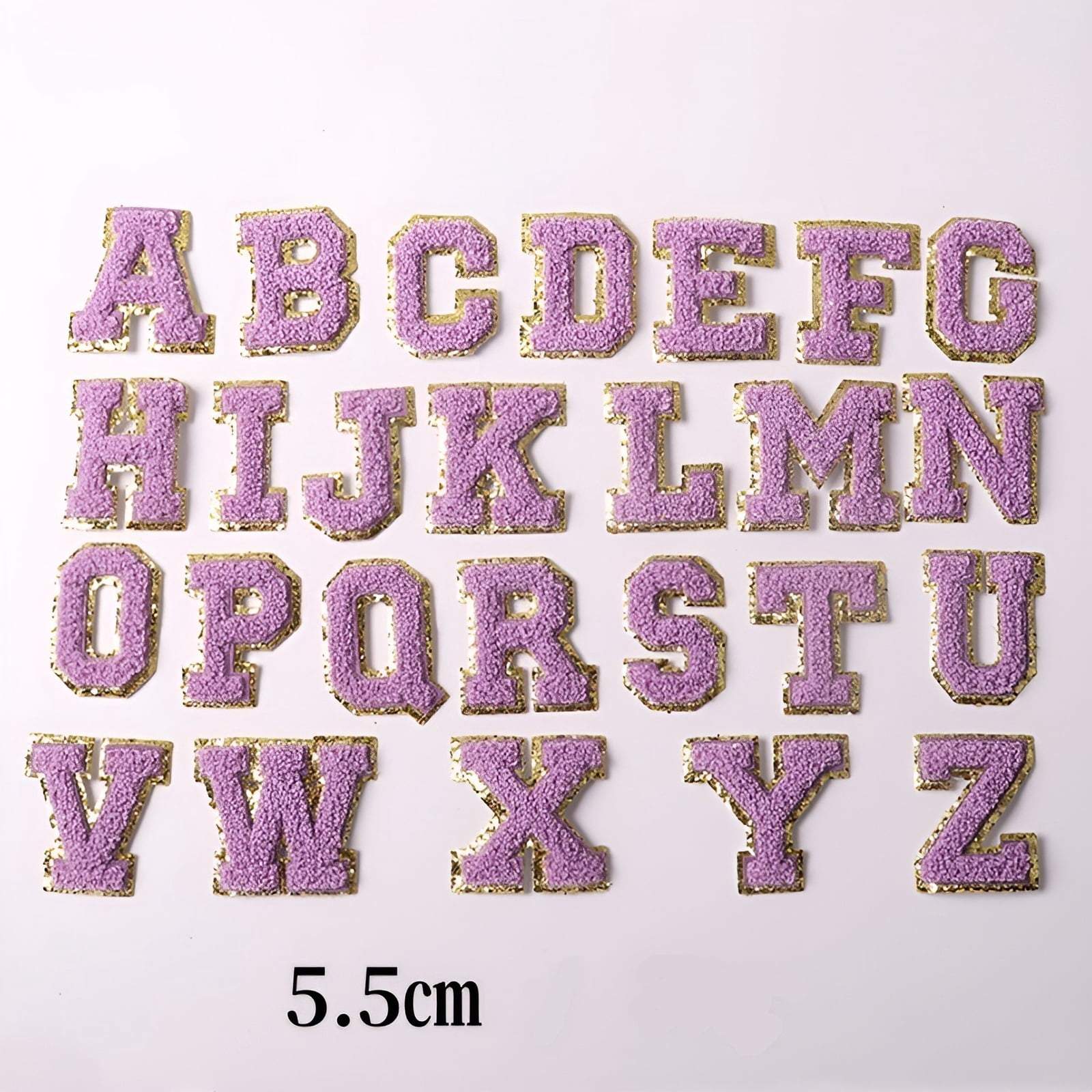 26 Letters Set Chenille Letter Patches With Gold Glitter Trim DSV ...