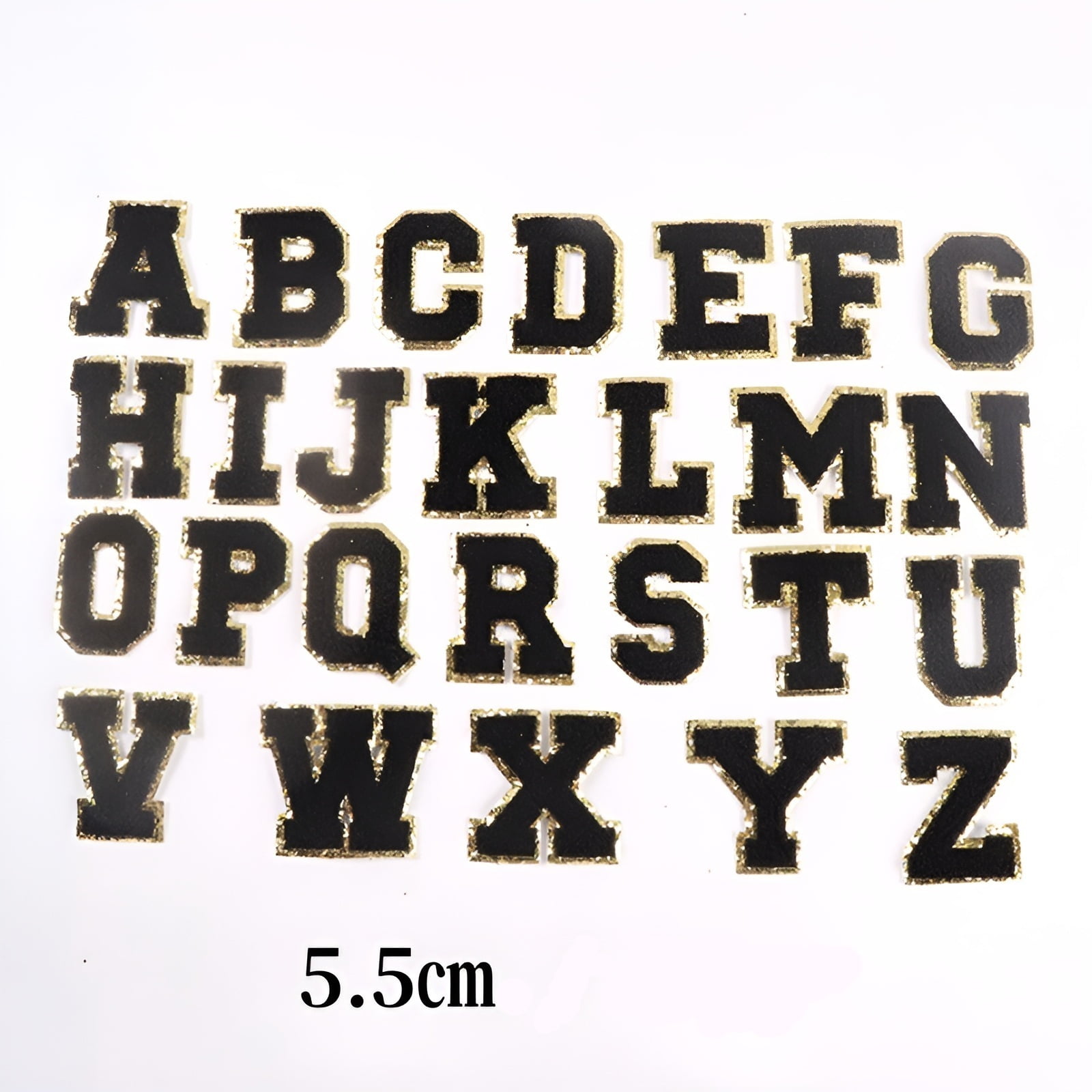 26 Letters Set Chenille Letter Patches With Gold Glitter Trim DSV ...