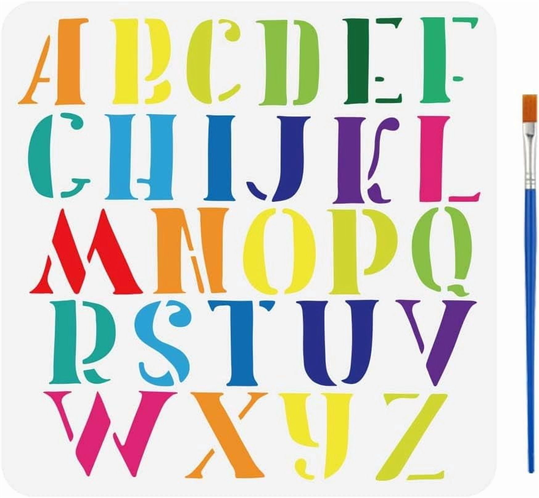 26 Letters Stencil with a Paint Brush 11.8x11.8Inch Letters Graffiti ...