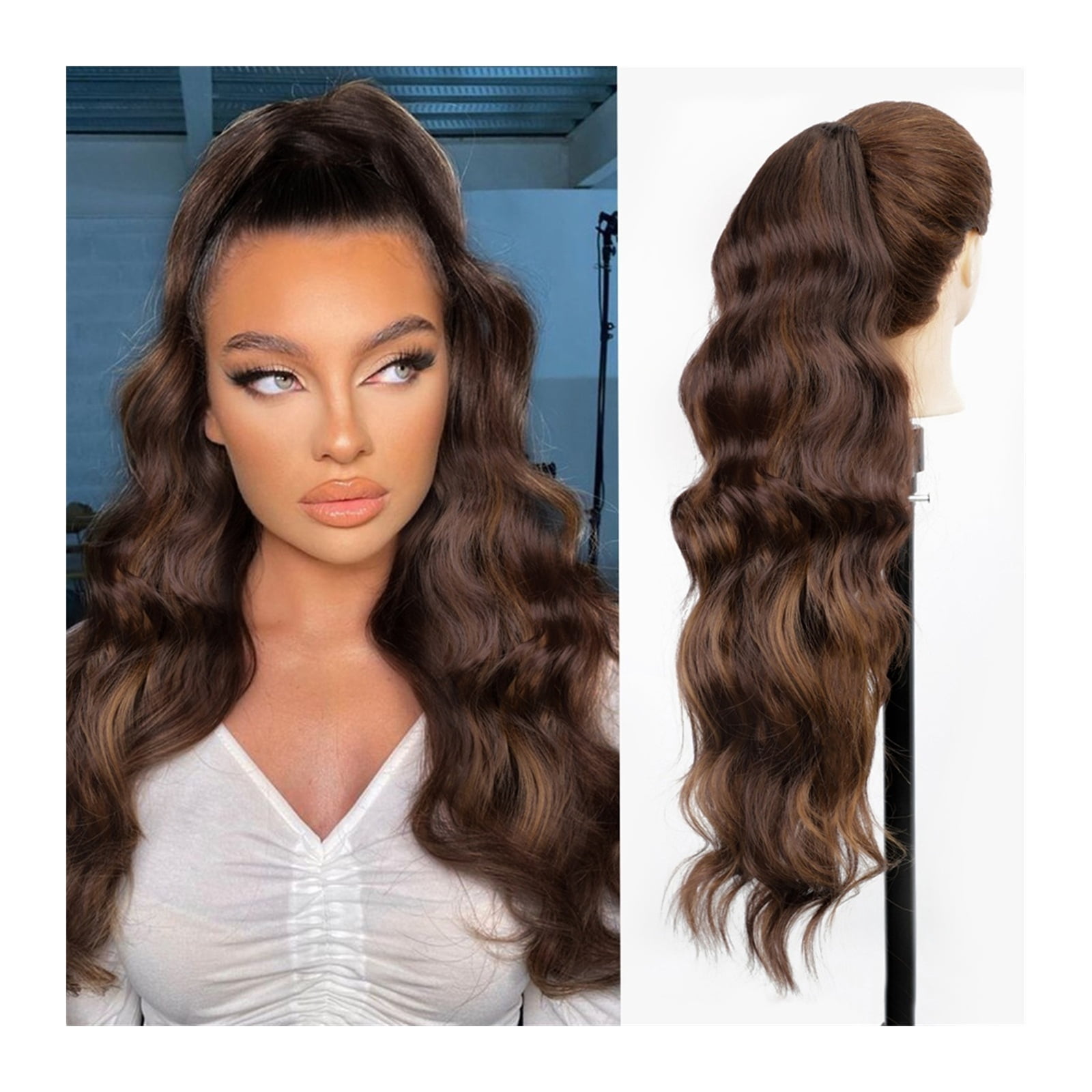 26" Long Body Wavy Extension Synthetic Heat Resistant Hair Extensions ...