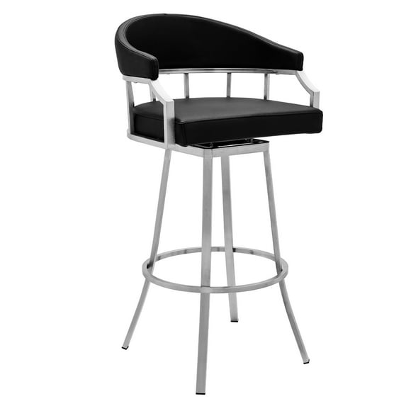 26" Modern Swivel Counter Stool with Black Faux Leather | Multiple ...
