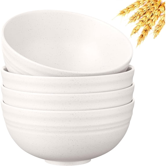 26 OZ Set of 4 Beige Wheat Straw Bowls Microwave Dishwasher Safe for ...