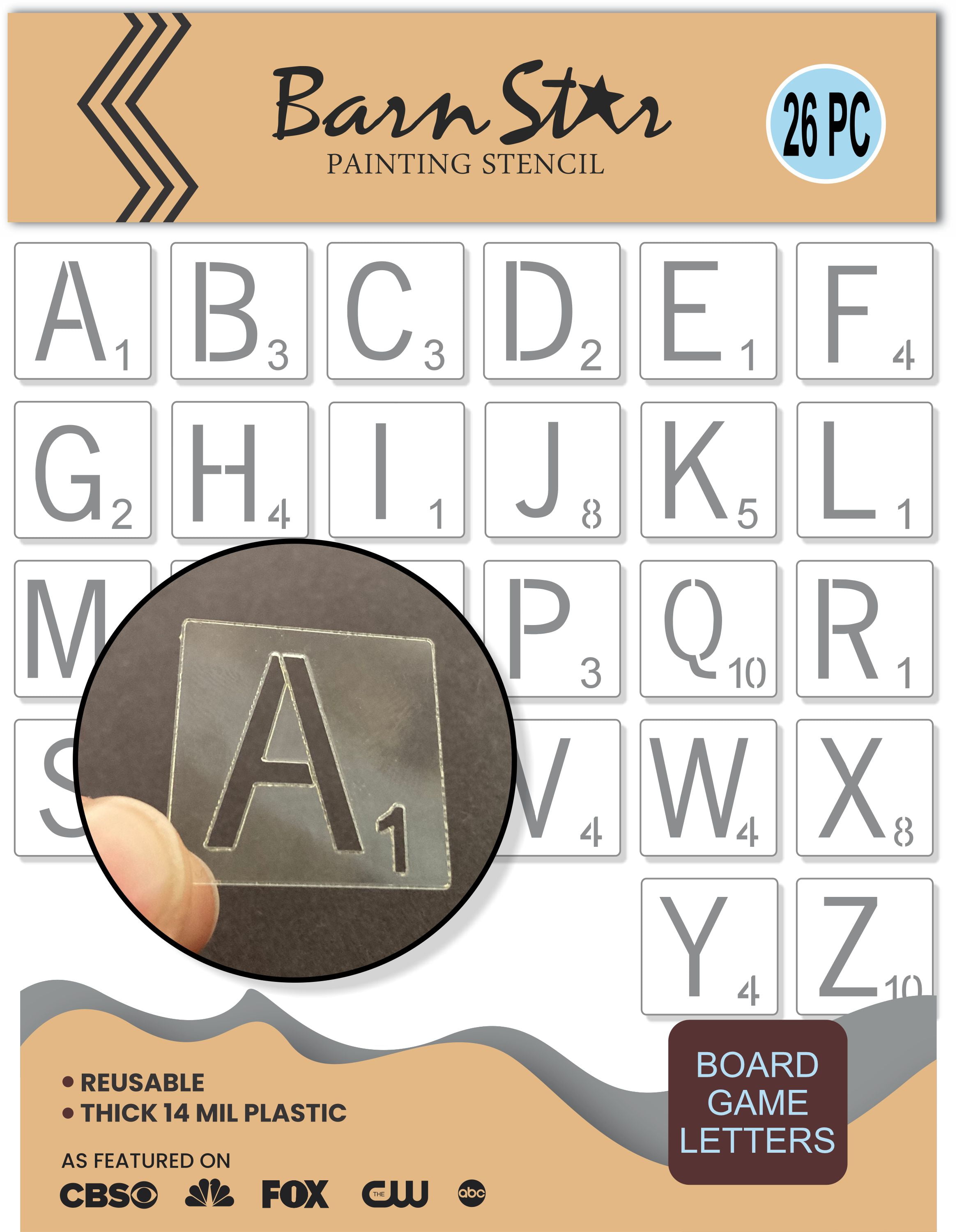 26 PC Board Game Letter Pieces Stencil Kit, Fit 1 Inch Tiles, Paint ...