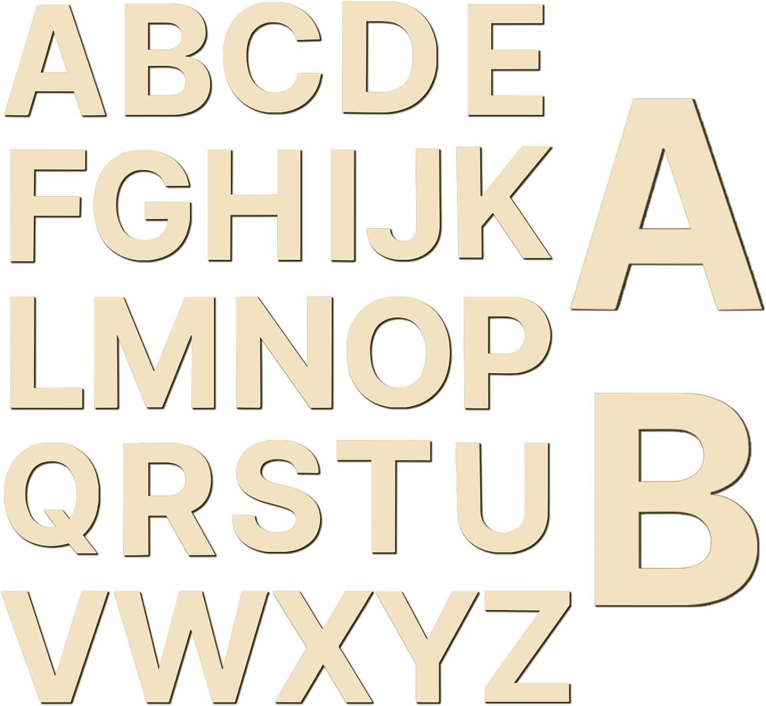 26 PCS 6" Wooden Craft Letters,Natural Blank Unfinished Wooden Capital ...