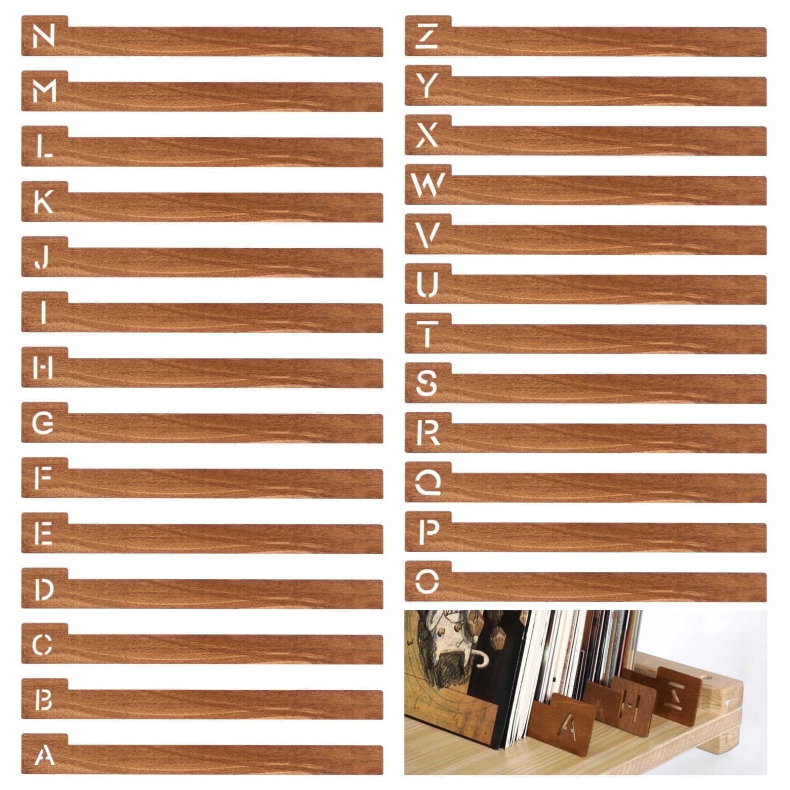 Whoaoh 26 Pcs A-Z Alphabet Vinyl Record Dividers, Hollow Out Letter ...