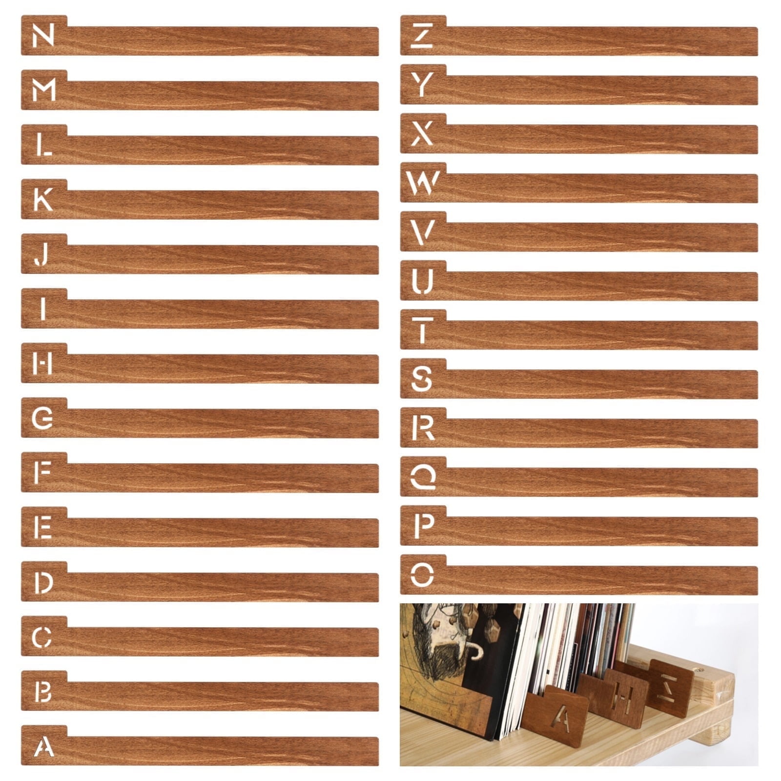 26 PCS Alphabet Vinyl Record Dividers, A-Z Hollow Out Letter Vinyl ...