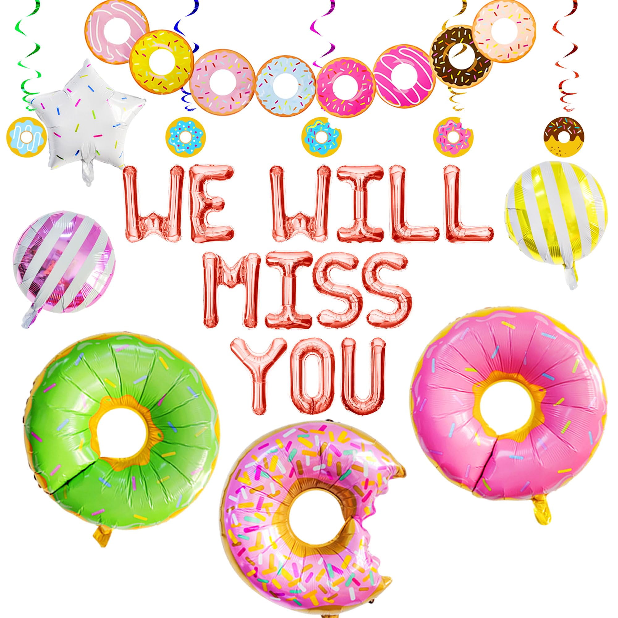26 PCS WeEGSC will Miss You Balloons Donut Forget Us Party Decoration ...