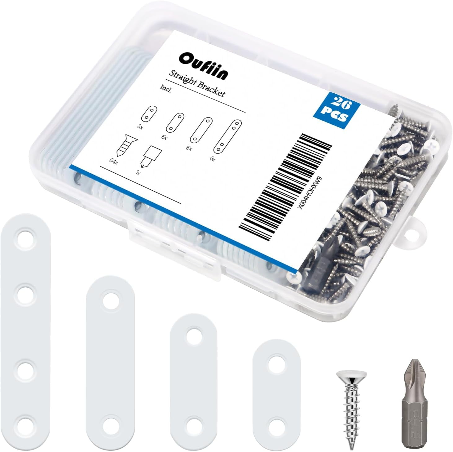 26 PCS White Stainless Steel Straight Bracket Flat Brace, 1.4 in / 1.8 ...