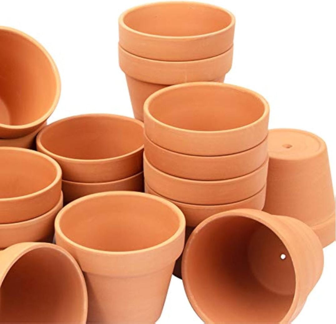 [26 Pack] 4" Terracotta Planter Pots with Drainage Hole - Clay, Ceramic ...