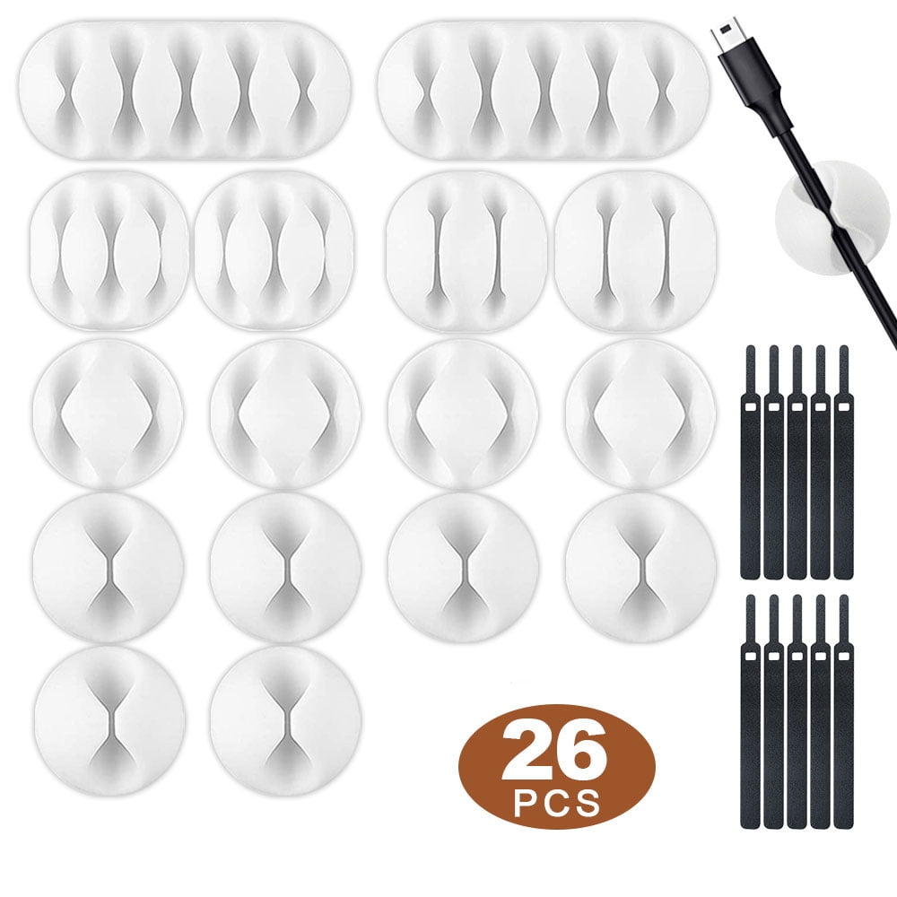26 Pack Cable Clips Self Adhesive Cord Holders Ideal Cable Cords Management for Organizing Cable ...