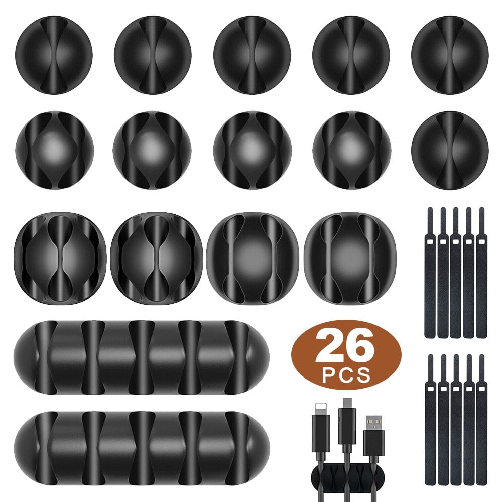 26 Pack Cable Management, Premium Black Cable Clips Holders, Multi ...