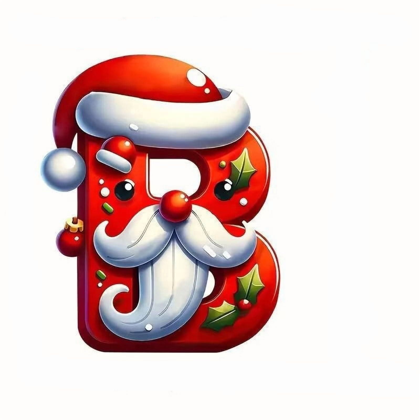 26-Pack Christmas Alphabet Ornaments with Santa Hat and Beard, Hanging ...