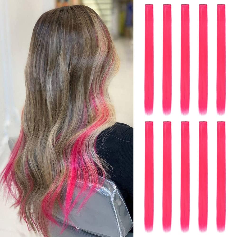 26 Pack Colored Party Highlights Clip in Hair Extensions for Girls 20 ...