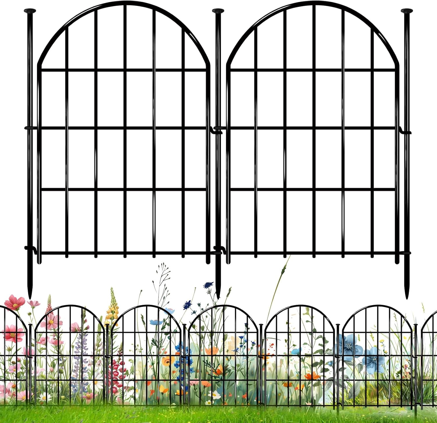 26 Pack Decorative Garden Fence, 22in X 28ft Arched No Dig Fence Border ...