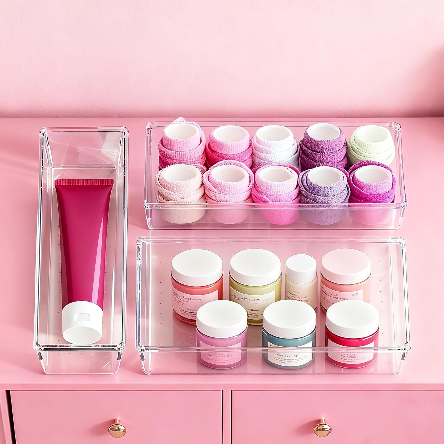 26 Pack Large Clear Plastic Drawer Organizer Bins - Walmart.com