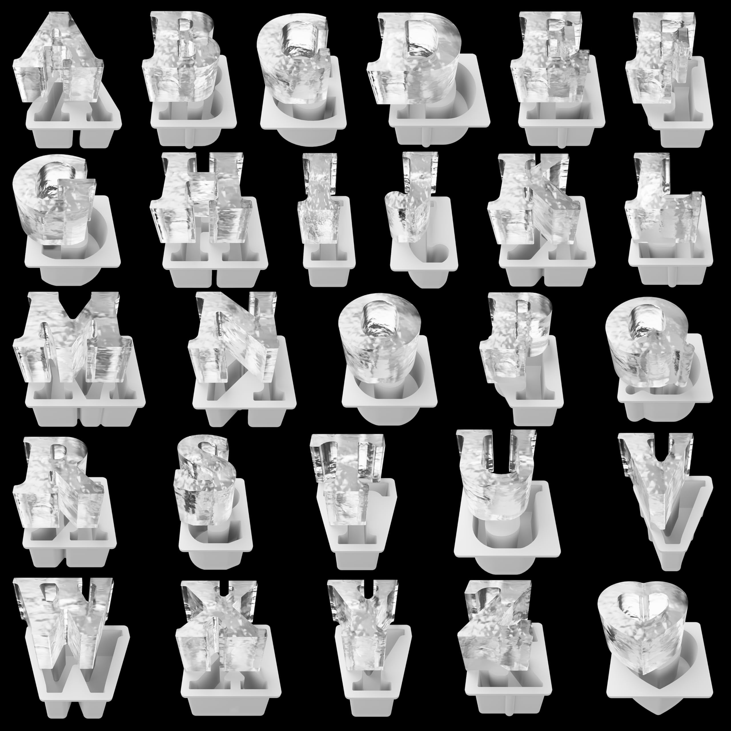 26 Pack Letter Ice EC36 Cube Mold Letter Candle Mold Letter Pack Mold A ...