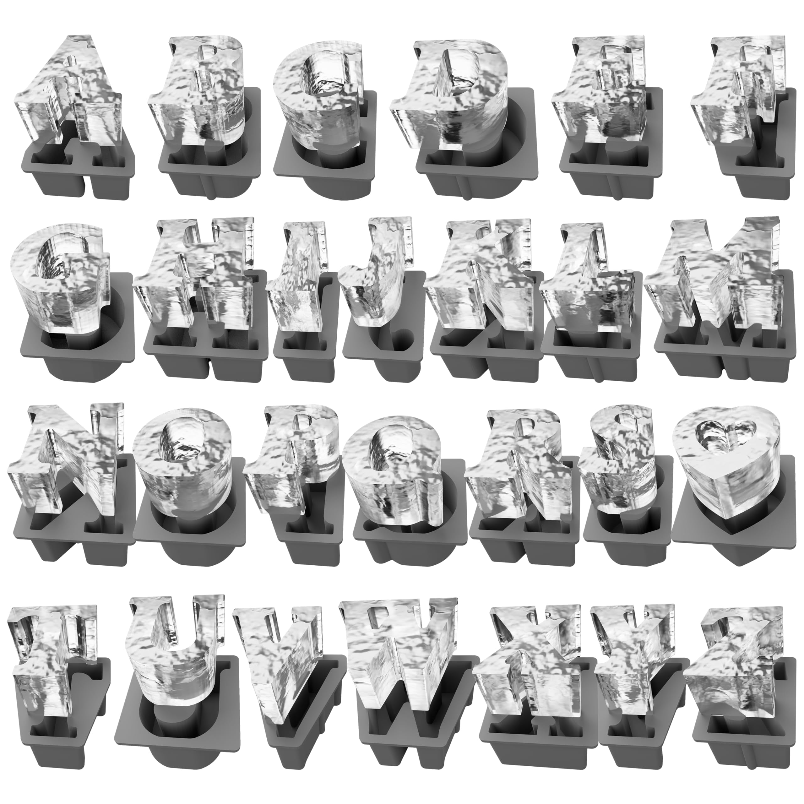 26 Pack Letter Ice EC36 Cube Mold Letter Ice Maker Mold Alphabet Resin ...