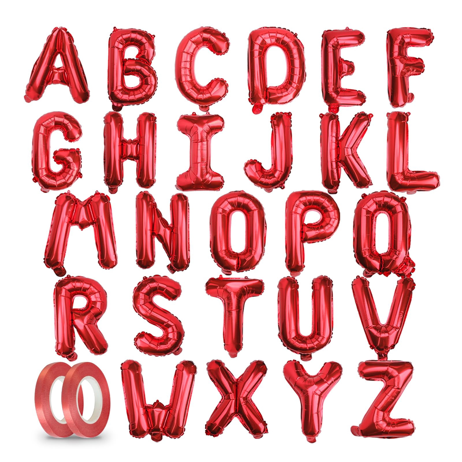 [26 Pcs] 16" Letter SSF20 Red Foil Balloons A-Z set, Mylar Aluminum ...