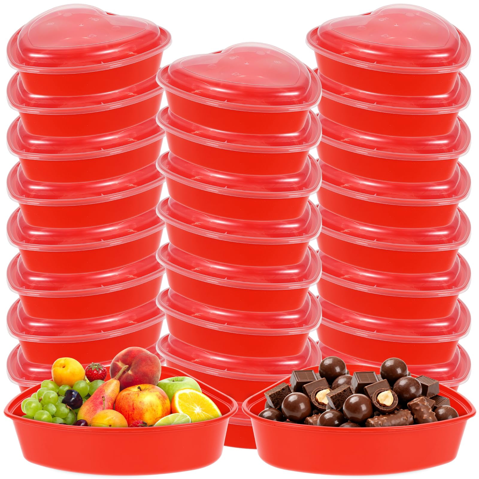 26 Pcs 27 oz Valentine's Day Heart Shaped Container Plastic Containers ...
