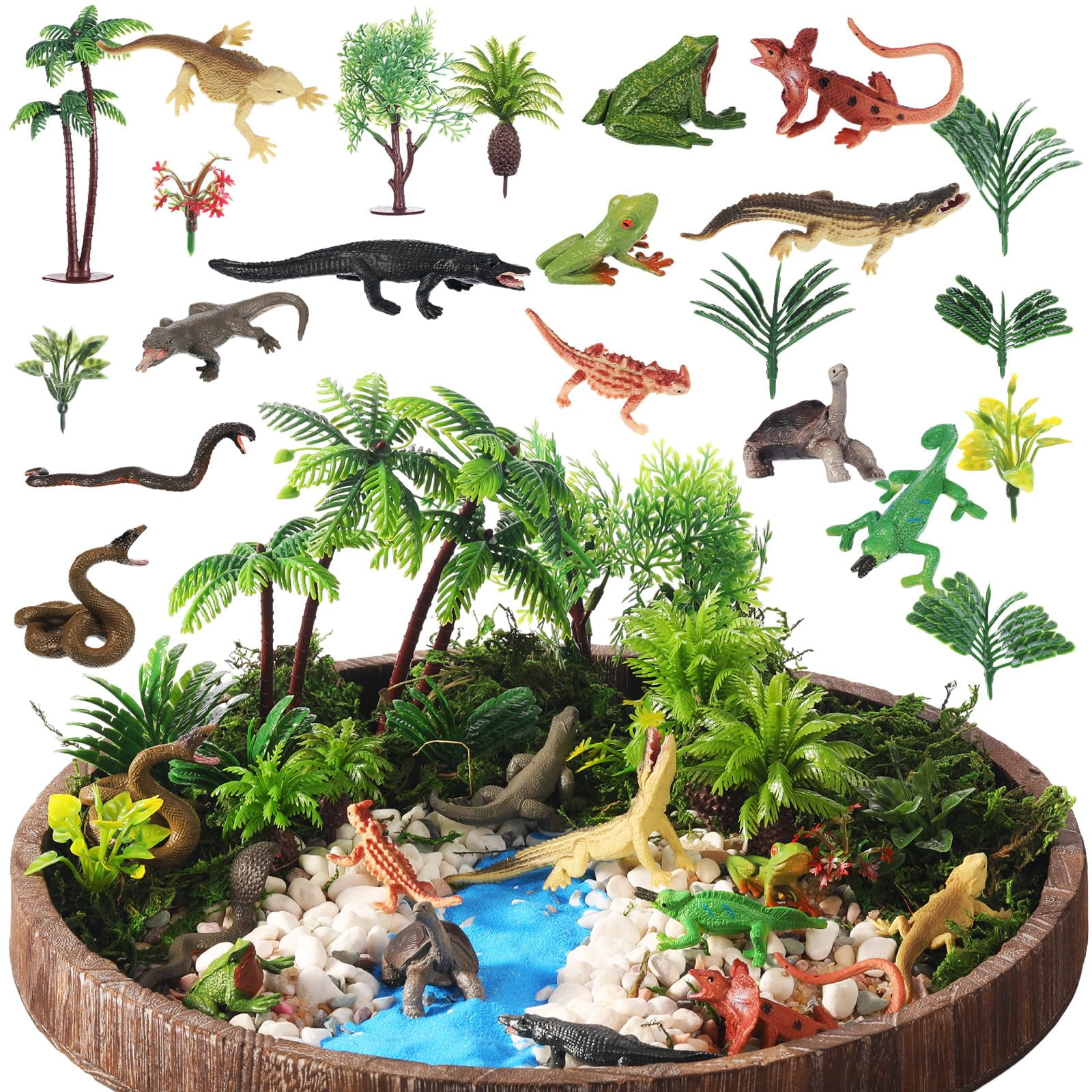 26 Pcs Amphibious Animals Figurines Toys Diorama Project Kit Plastic ...